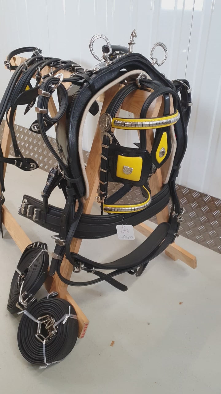 DELUXE DRIVING HARNESS BLACK AND YELLOW – Aces Equine