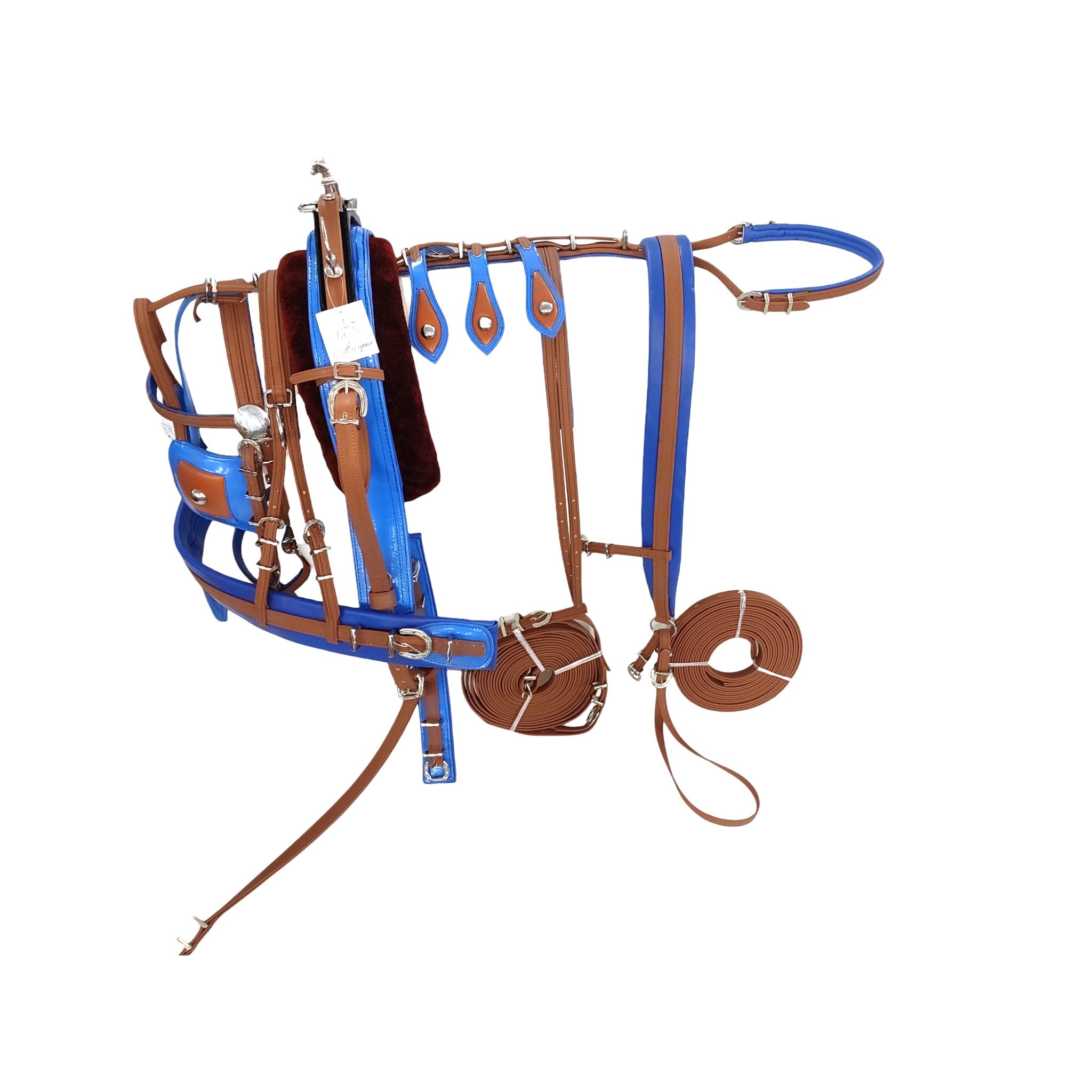 Tiedown Harness with Breaching Tan and Blue colour size Full Cob Pony ...
